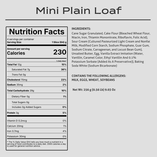 Mini Plain Loaf Cake – Acres & Oak Kitchen